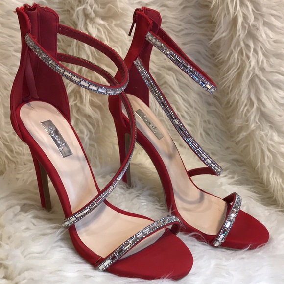 Qupid | Shoes | Qupid Red Clear Rhinestone Heels | Poshmark
